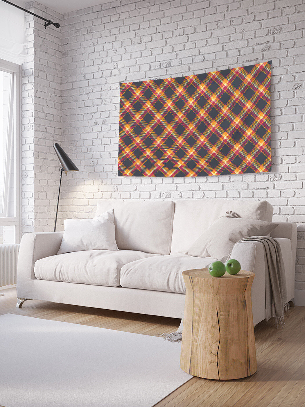Фотопанно на стену горизонтальный постер 100х150 "Текстильная клетка", JoyArty