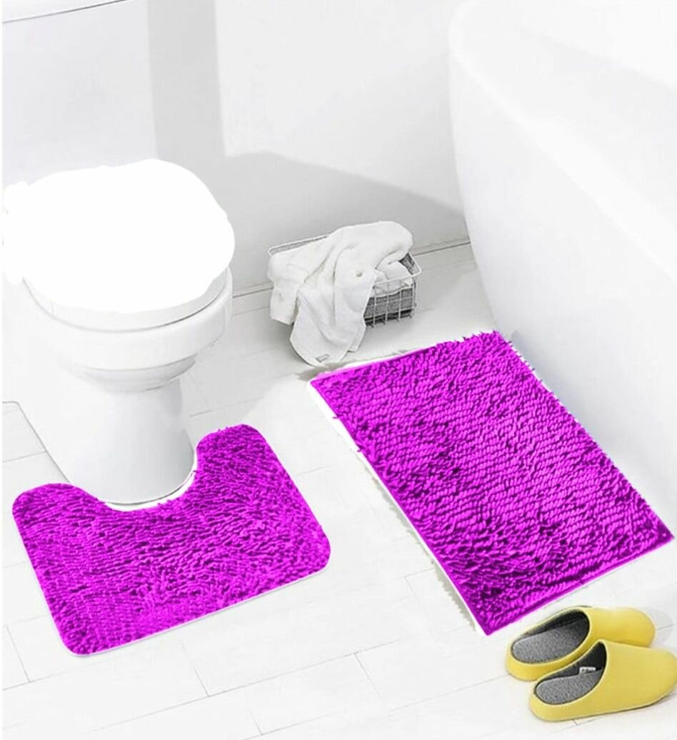 Противоскользящие коврики для ванной и туалета, Размер: 50 см х 80 см , Цвет: Розовый