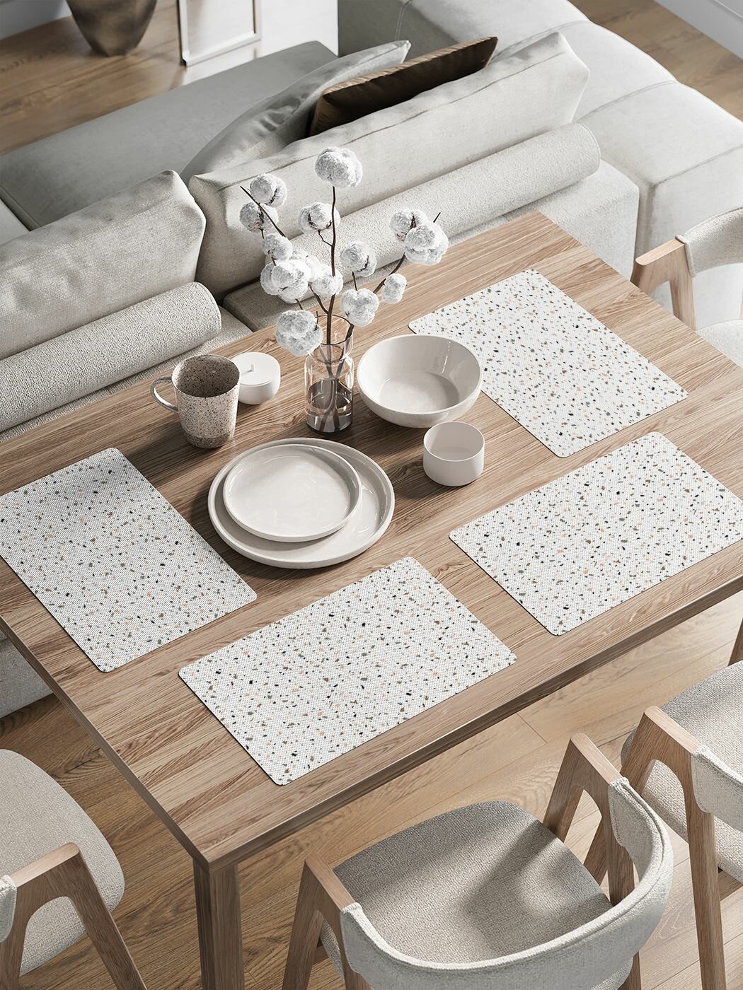 Салфетки на стол сервировочные "Терраццо", плейсмат на кухню, 30x46 см, JoyArty