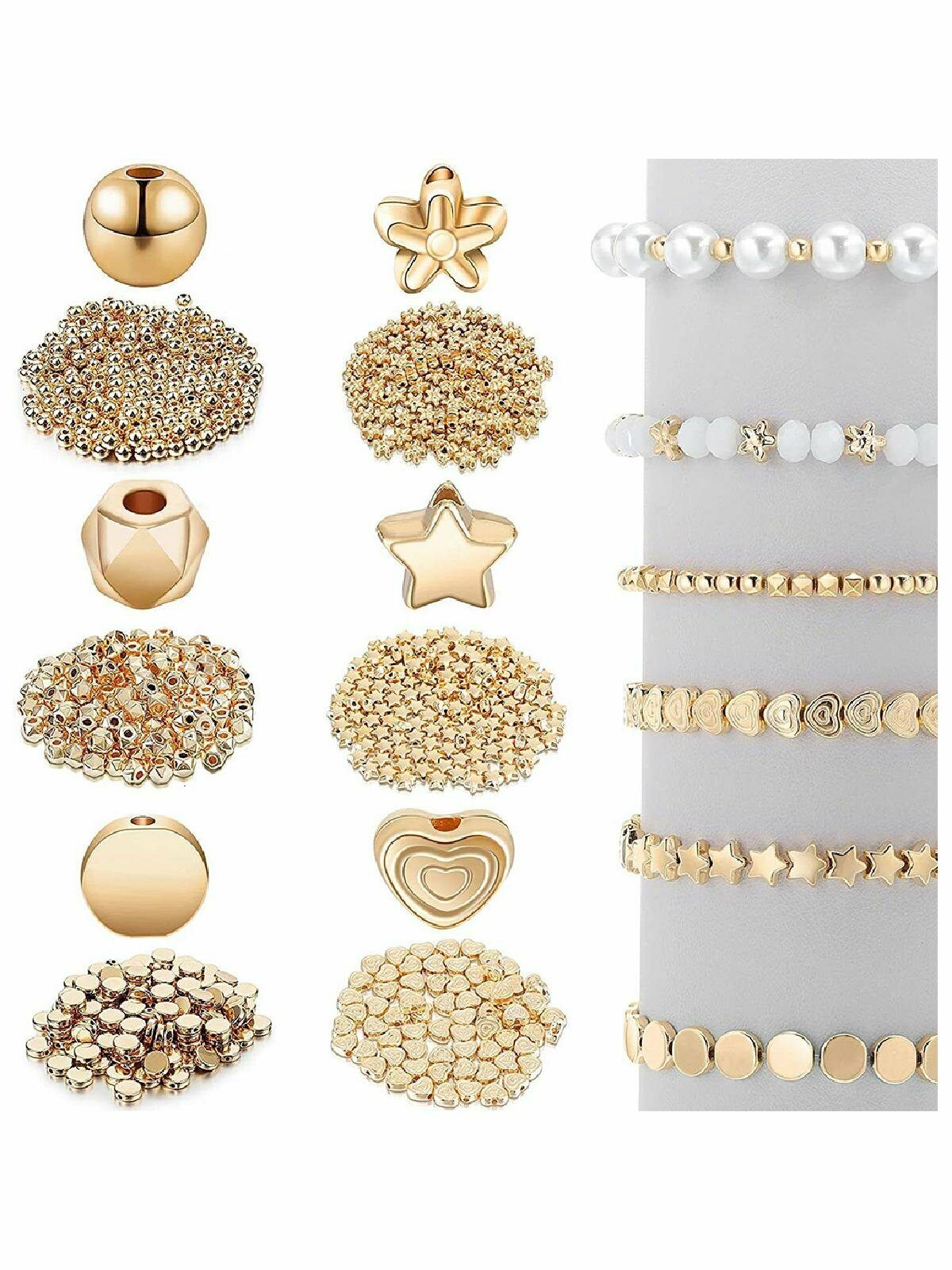 Набор распорных бусин из 1200 частей, звездчатая бусина, круглая бусина, граненая распорная бусина