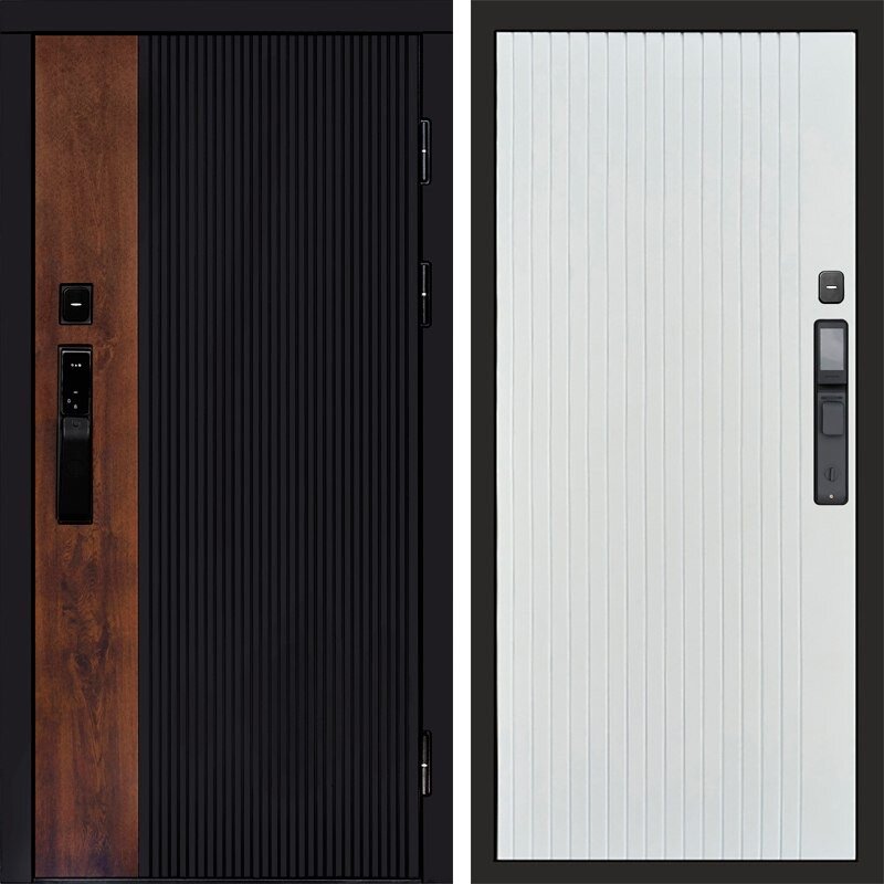 Входная дверь металлическая ВДК с электронным замком Дуб + Черный кварц/Белый 860x2050 Левое