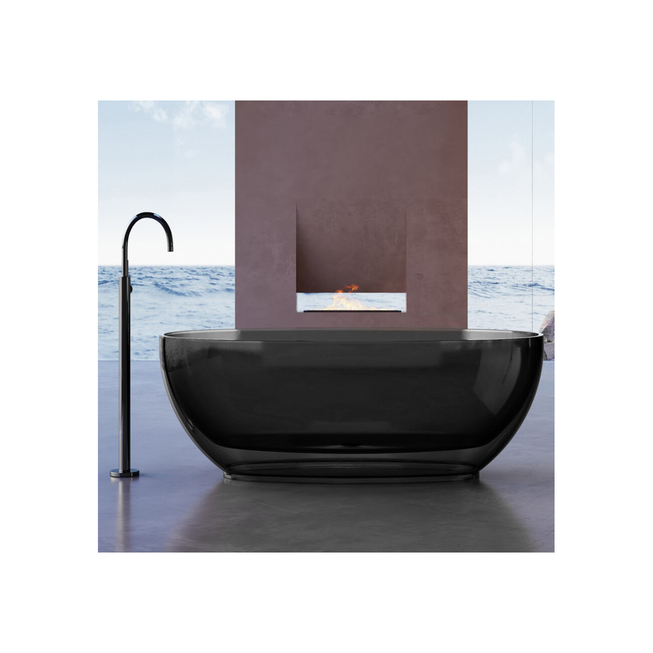 Прозрачная ванна Abber Kristall AT9703Onyx черная