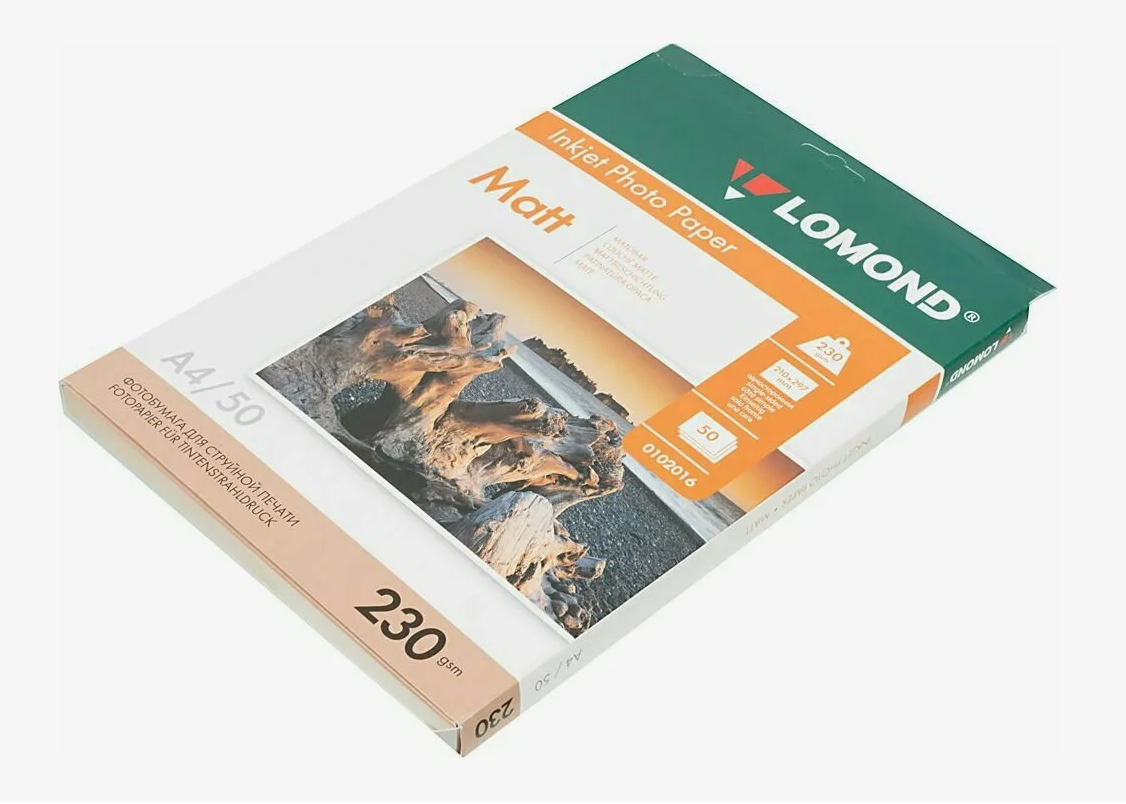 Фотобумага Lomond 0102016 A4, 230г/м2, 50л, белый, матовое, для струйной печати