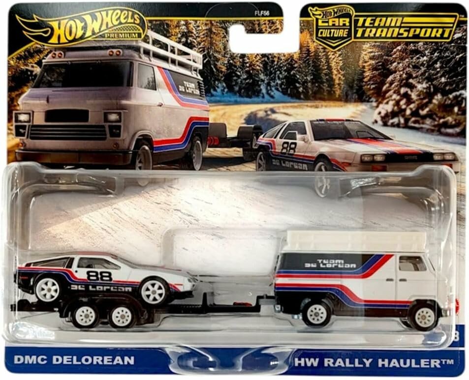 Hot Wheels DMC DeLorean and HW Rally Hauler (2025 Car Culture: Team Transport, номер #78) - коллекционные Premium машинки