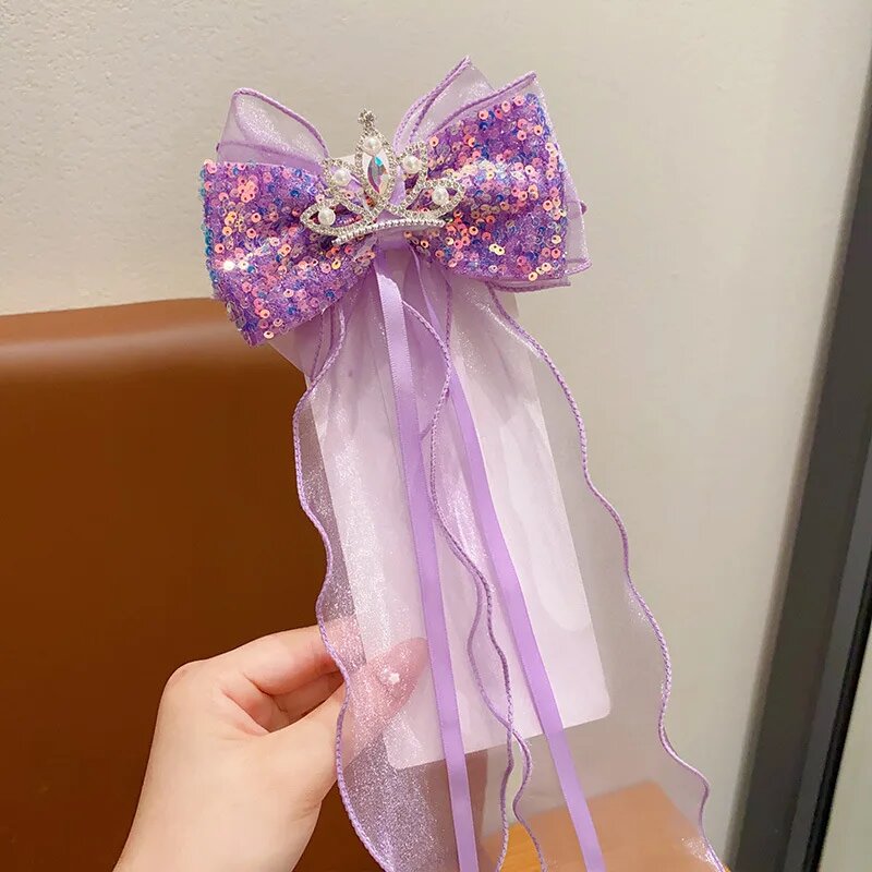 Кружевная заколка для волос с бантом Сиреневый, 2 violet