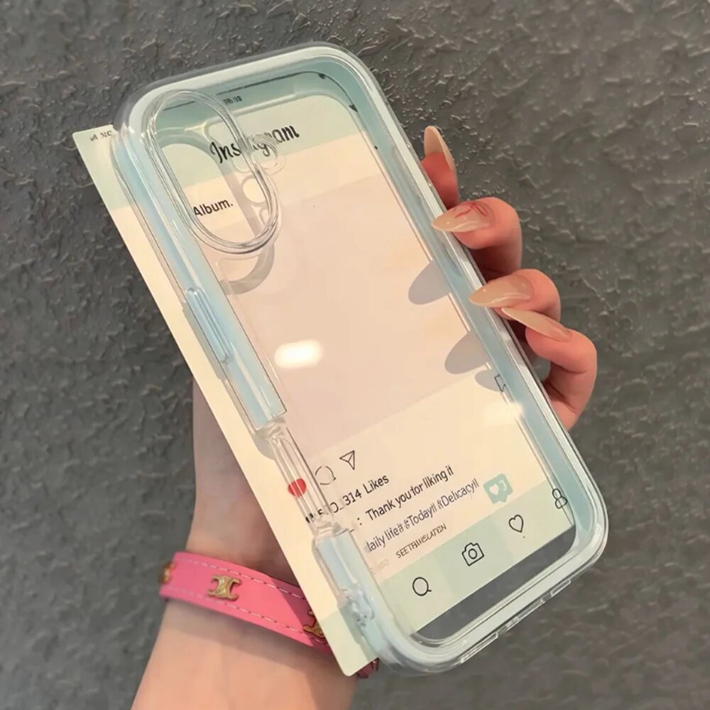 Прозрачный чехол для iPhone 16 Pro Max, голубой