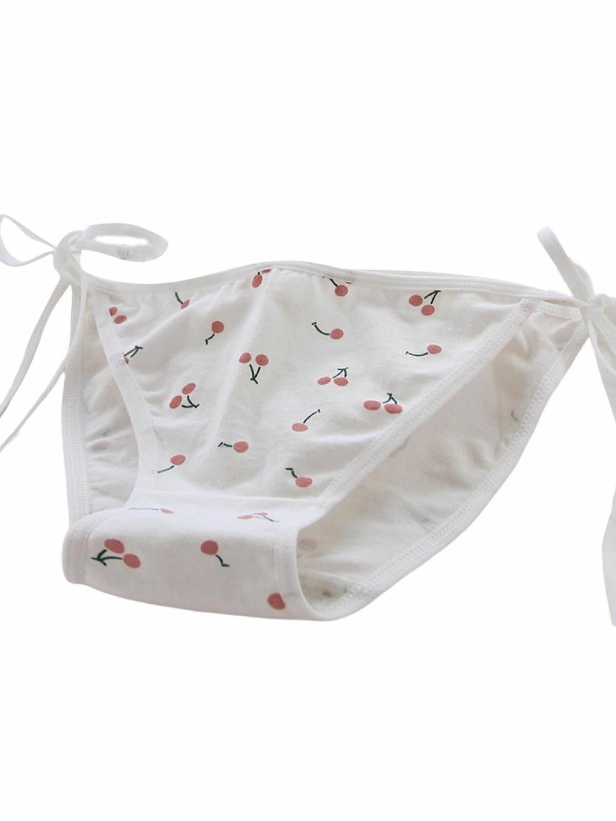 Женские трусики с вишнёвым принтом, Белый