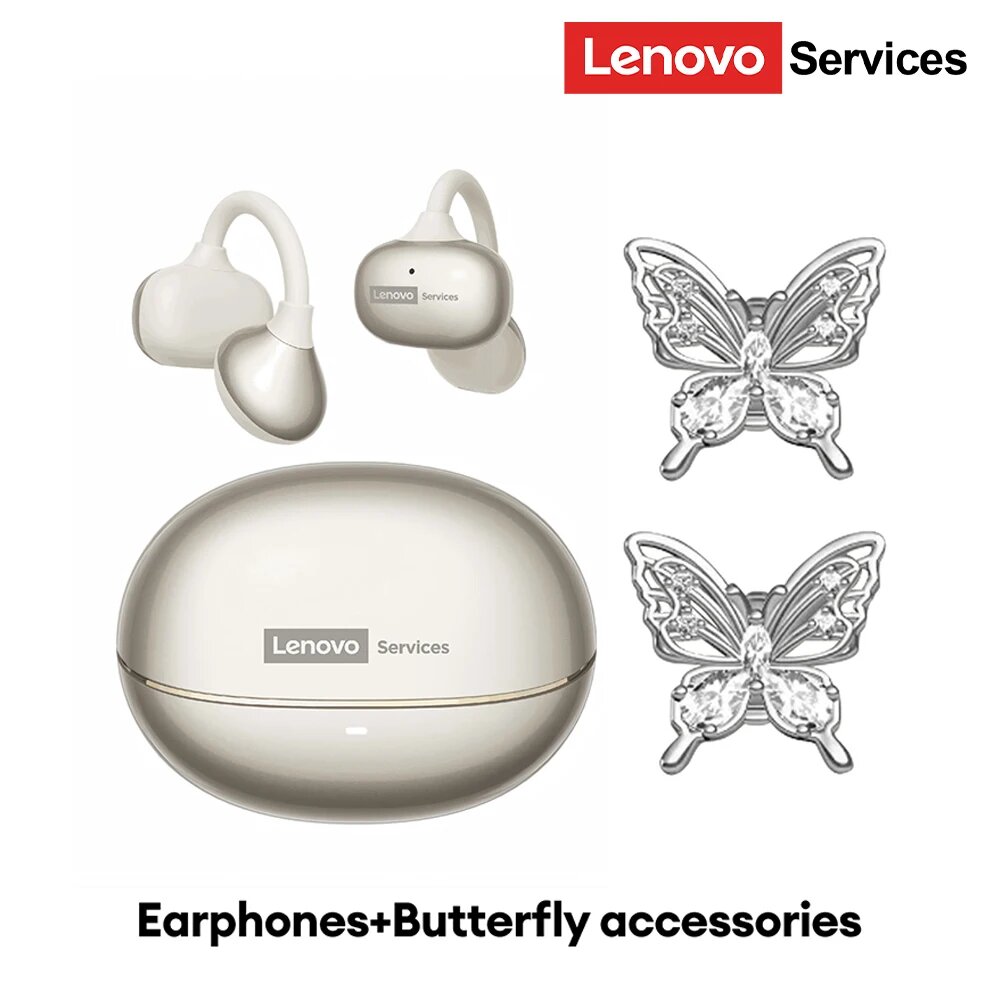 Lenovo RS106 Беспроводные наушники-клипсы Bluetooth 6.0 Beige Butterfly