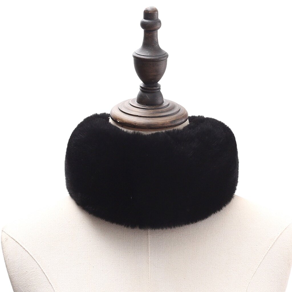 Меховой нагрудник с магнитной пряжкой-черный