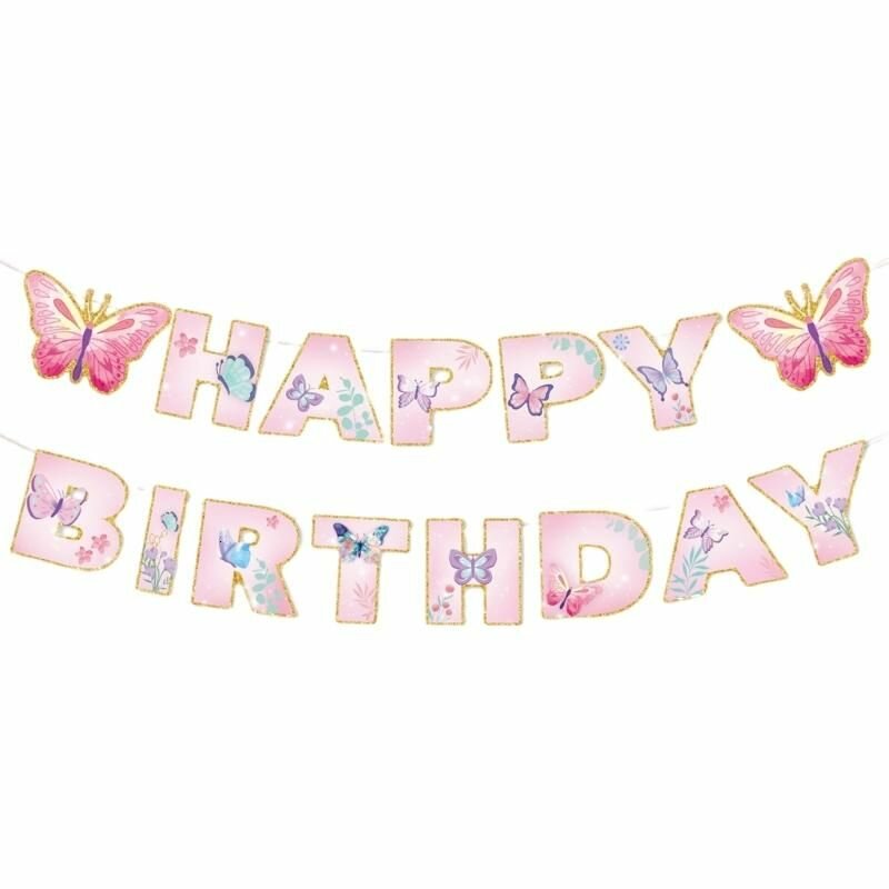 Набор одноразовых бумажных украшений с бабочками для дня рождения, Флаг 2