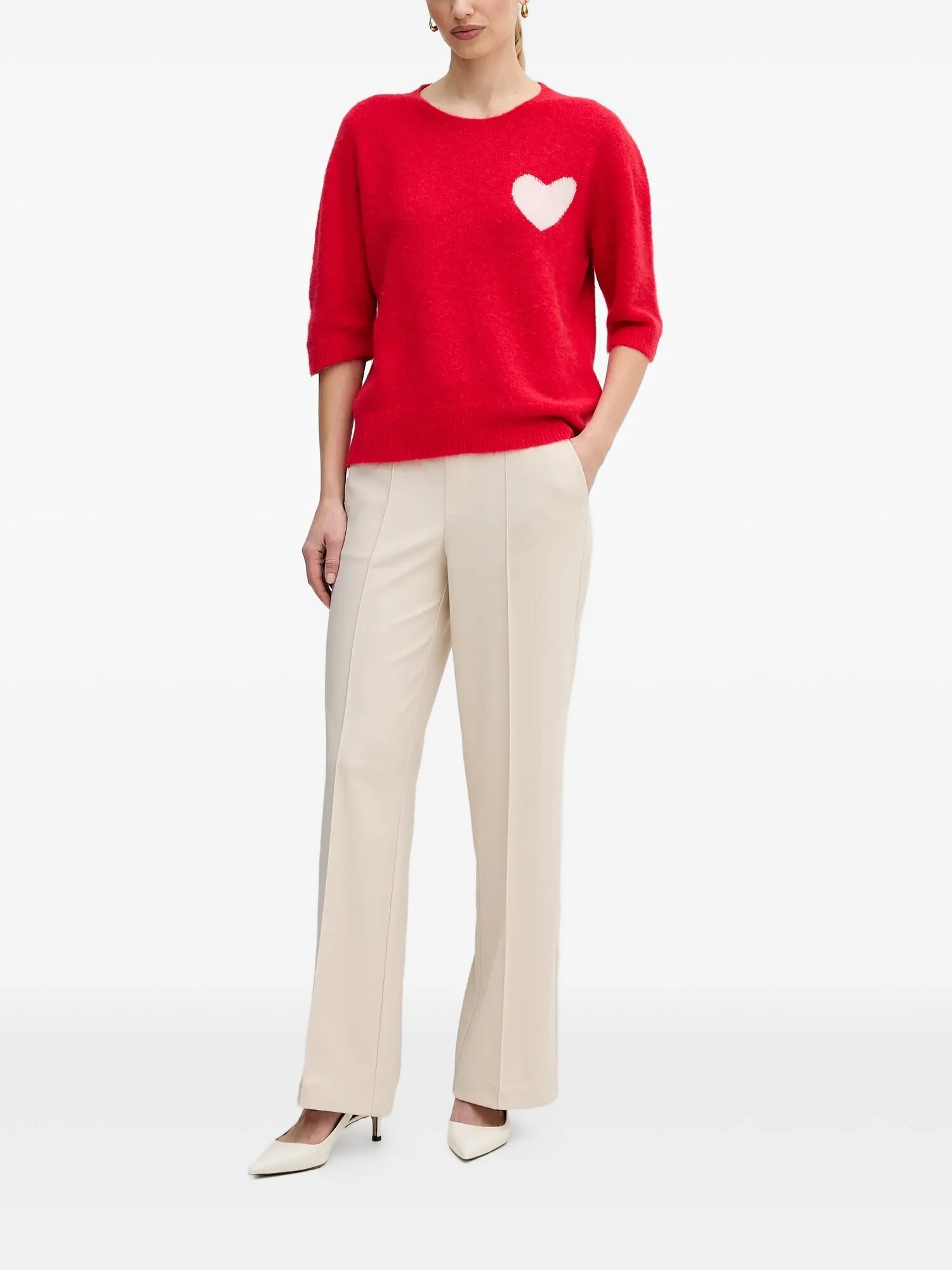Свитер Oui Heart-design crew-neck sweater, размер 46 — фото 1