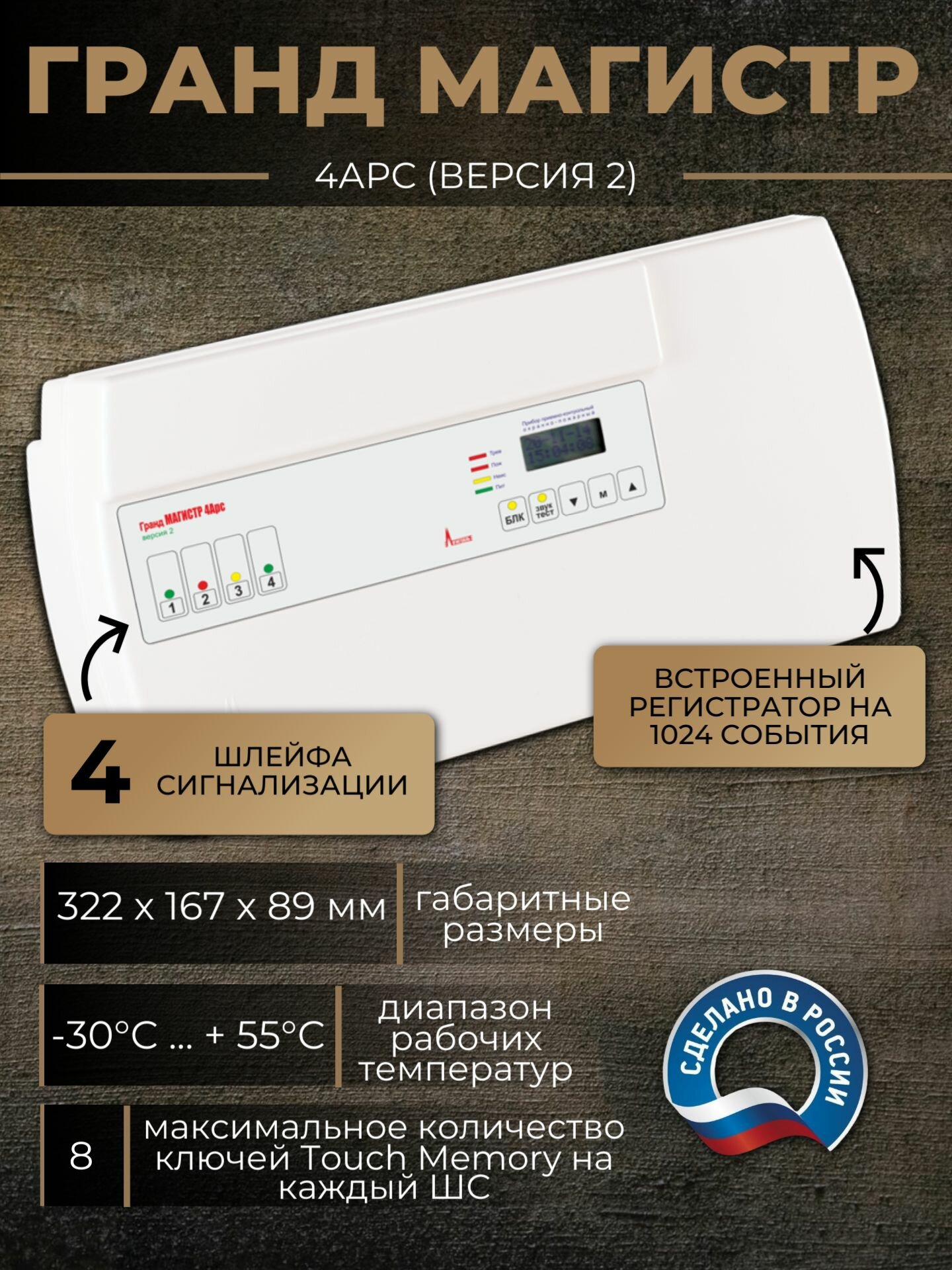 Гранд Магистр 4 Арс (версия 2) Прибор приемно-контрольный охранно-пожарный
