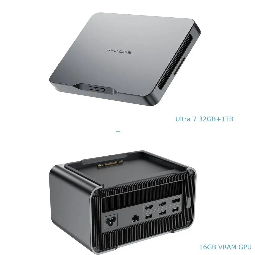 Khadas Mind 2 Мини-ПК с док-станцией и внешним eGPU 16 ГБ Ultra 7 32G1TB G1, ДжП