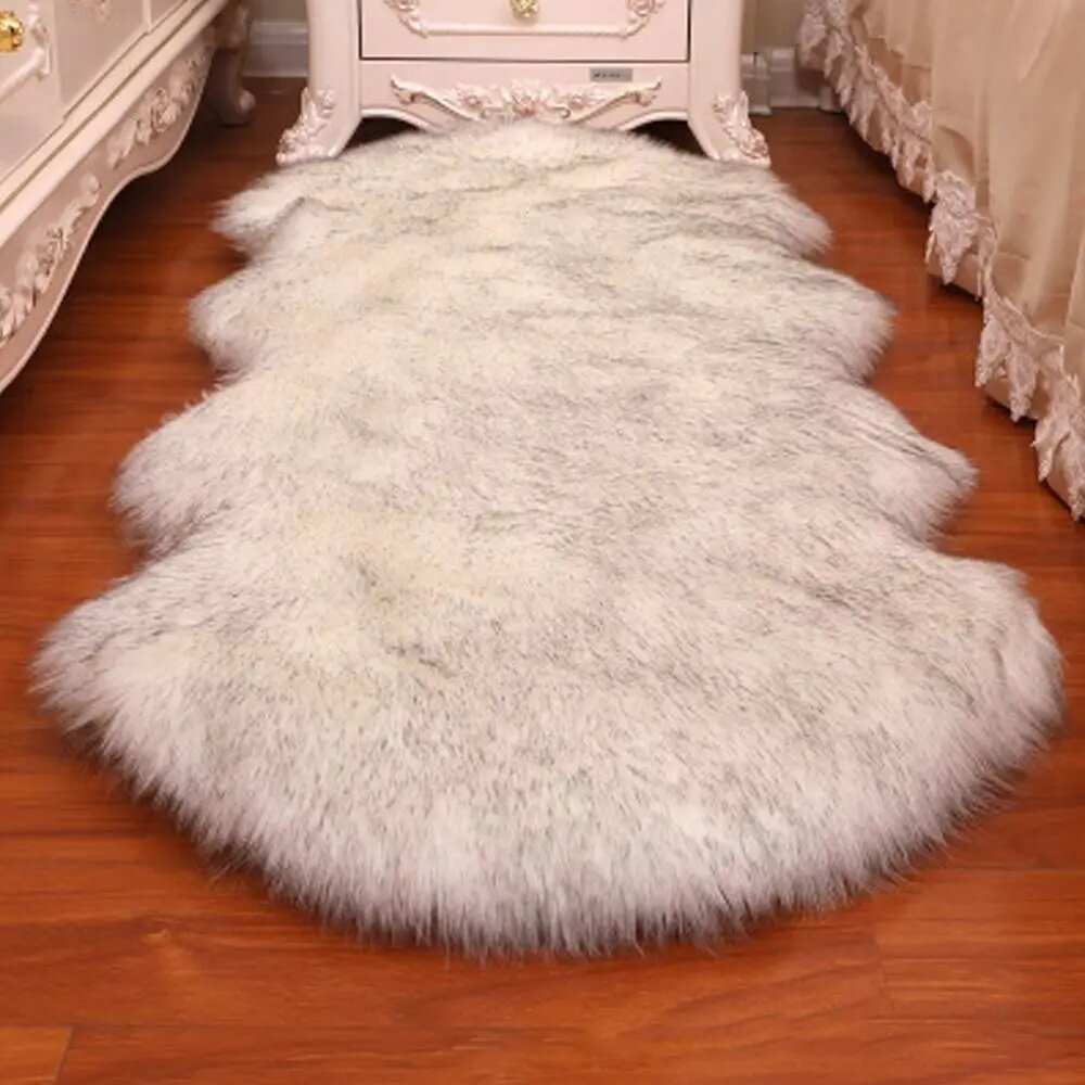 Белый пушистый ковер 40x60 см, White Gray