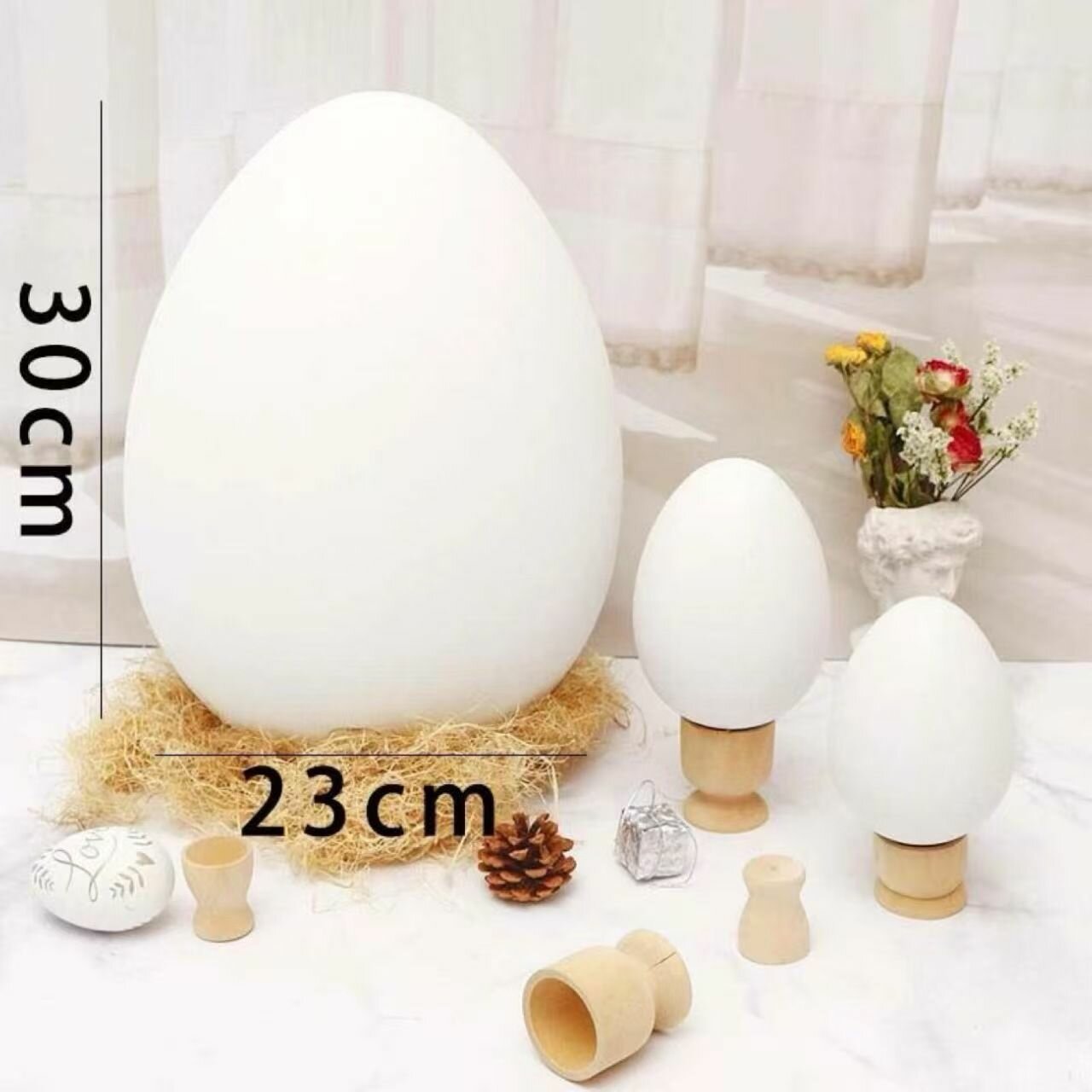 Большие пасхальные яйца-игрушки, искусственные модели яиц из пластика для рисования и раскрашивания детьми в детском саду.