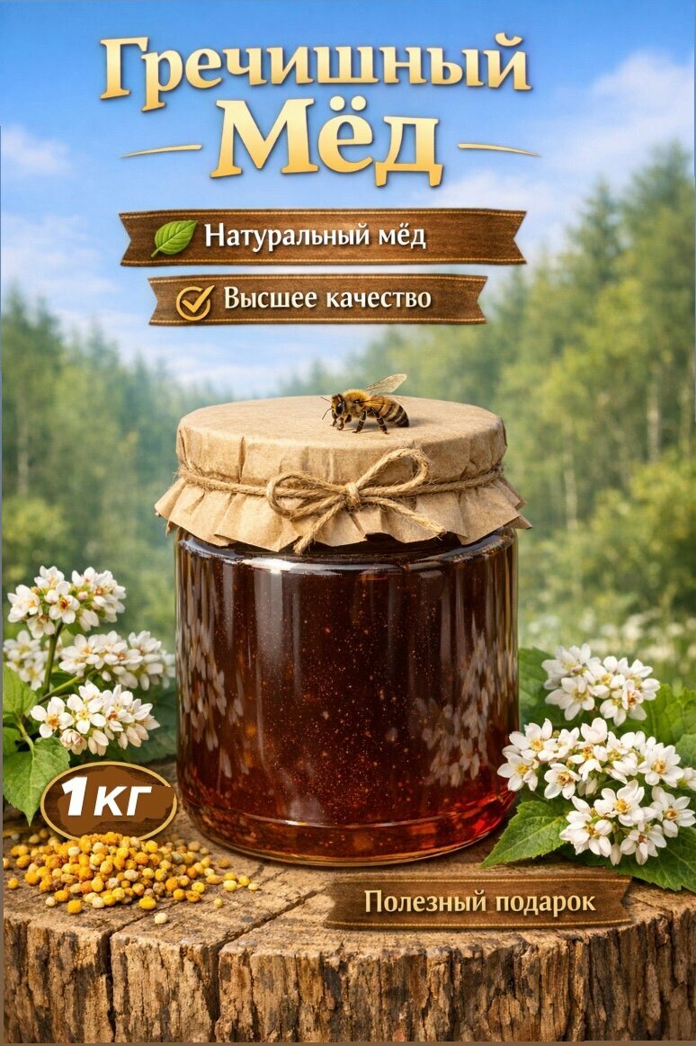Башкирский Гречишный Мёд. Натуральный. 1000грамм