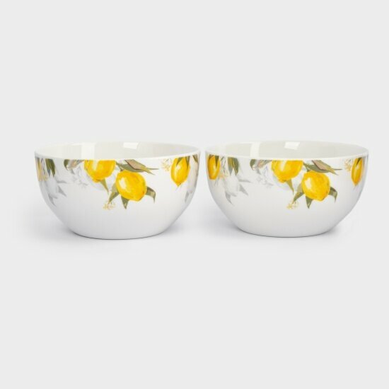 Набор салатников Anna Lafarg Palermo 2 шт, 14x8 см, 620 мл, фарфор P, белый, Лимоны (ANLAF-MEIBO-040625-2)