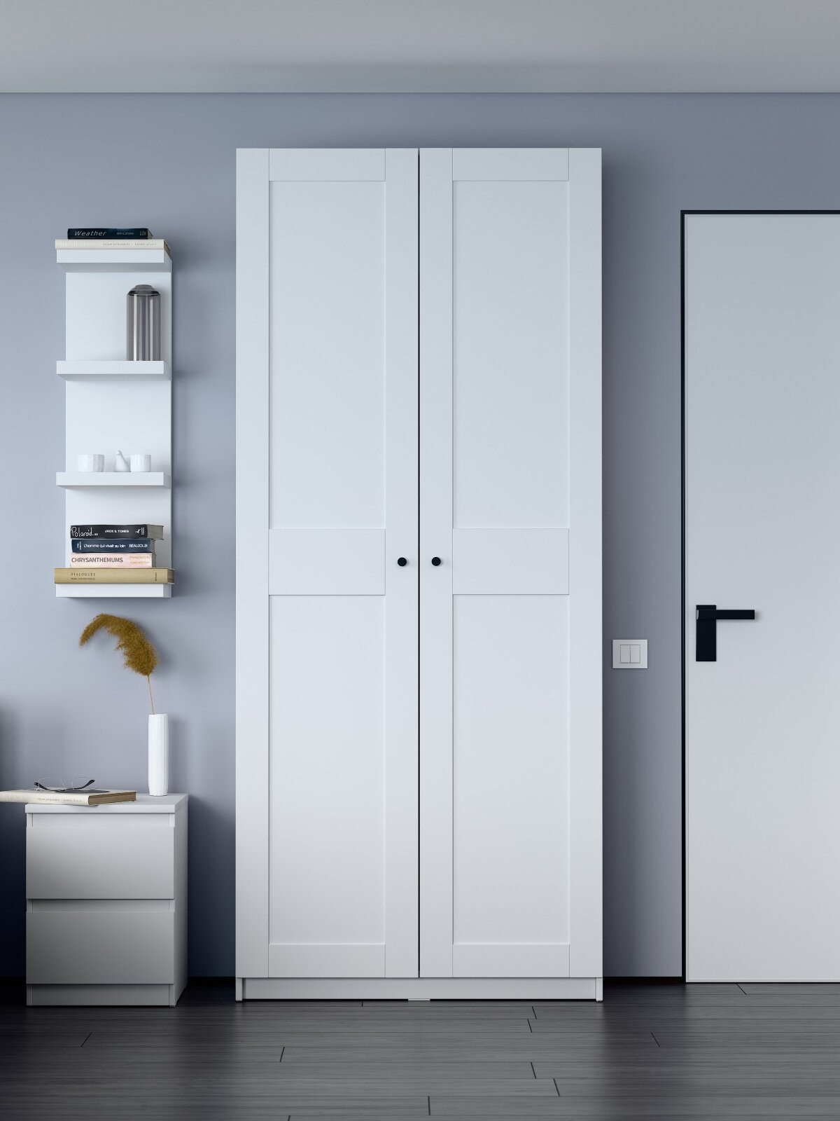 Шкаф ГУД лакк Макс, 2 распашные двери, 100 x 38 x 233 см, белый