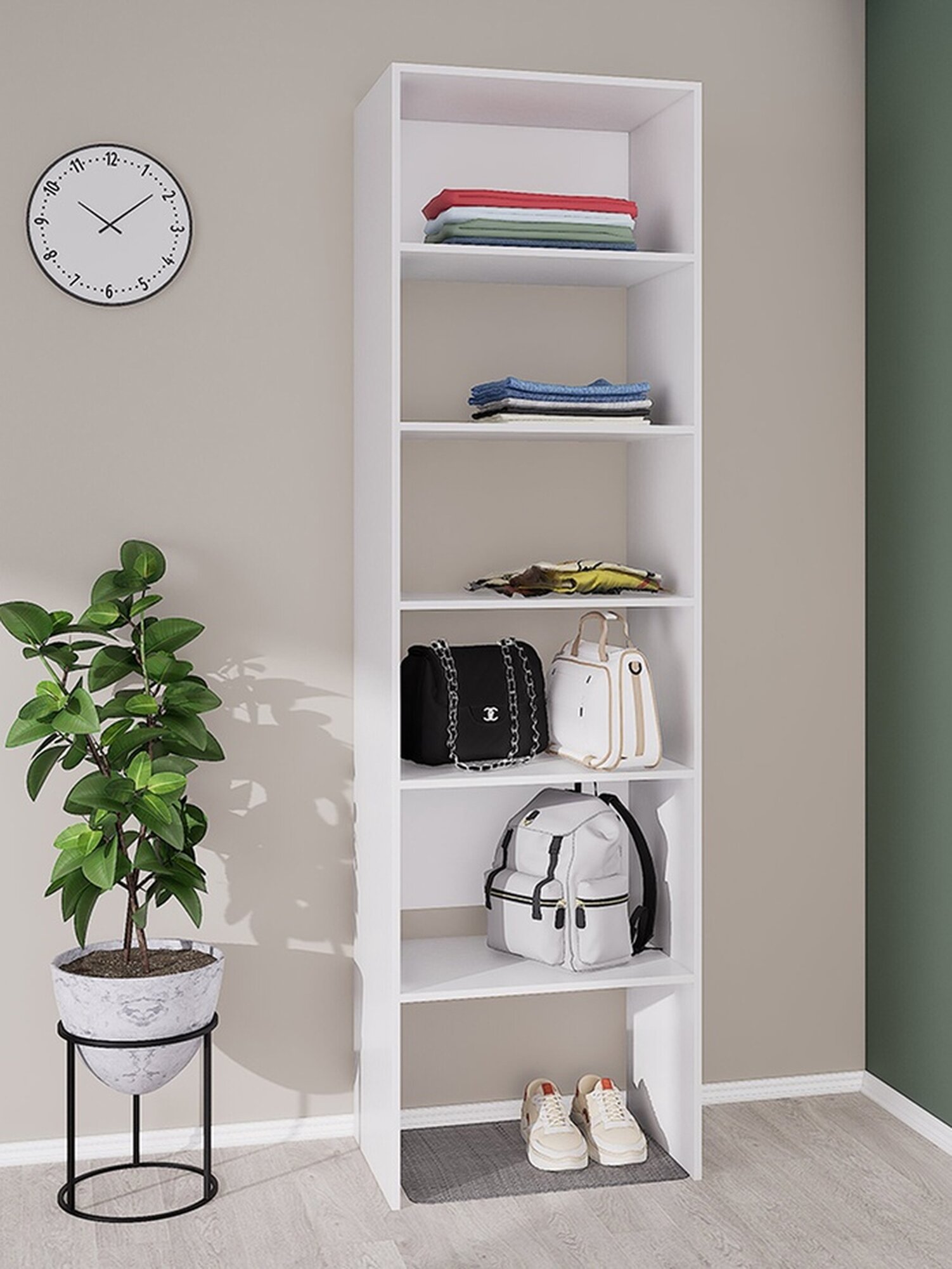 Стеллаж модульной гардеробной системы «Модус», 2090×600×420 мм, цвет белый