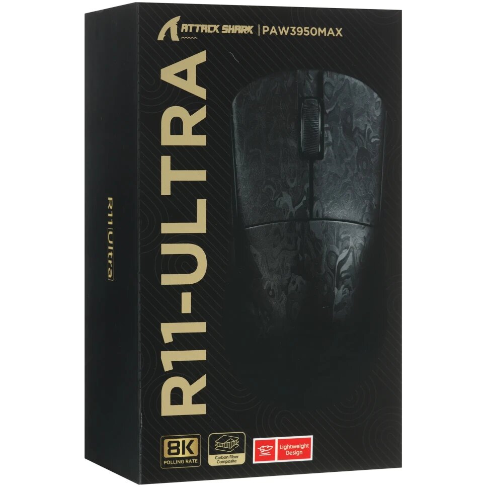Мышь беспроводная/проводная Attack Shark R11 Ultra [SharkR11UltraWeaveBlack] черный