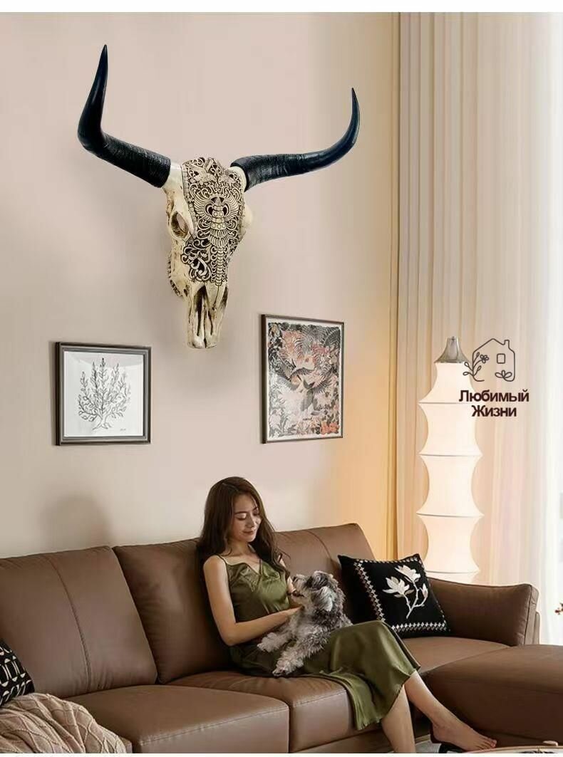 Настенное украшение "Голова быка" из высококачественной смолы
