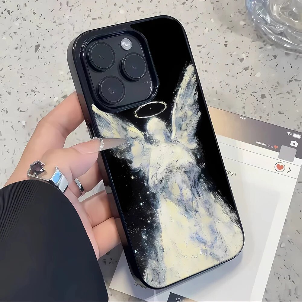 Чехол Sun God Angel Wings для iPhone 17 16 15 14 13 12 11 Pro Max, акриловый чехол для iPhone 13 15 16 17 Air Pro Max XR, жесткий чехол