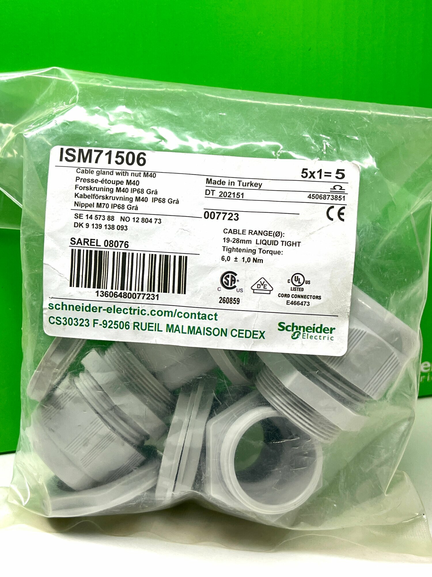 Уплотнитель для вводов M40 Schneider Electric ISM71506 (1 шт.)