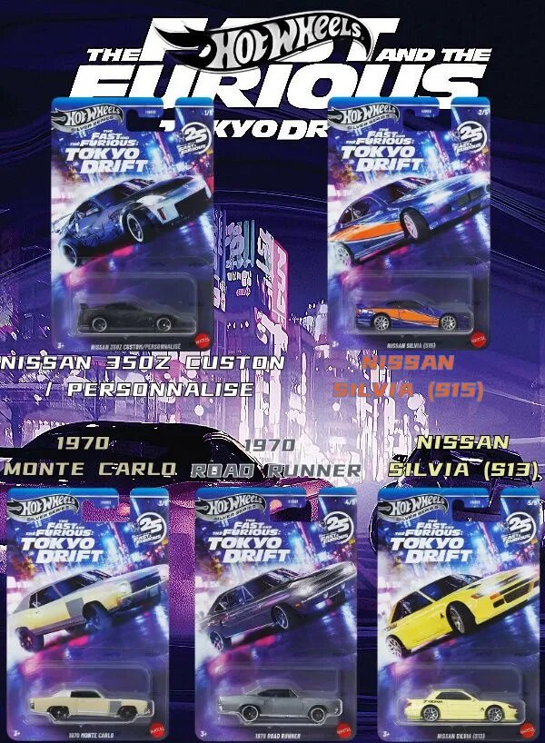 Набор Hot Wheels Silver Series Fast & Furious: 5 коллекционных авто 1:64