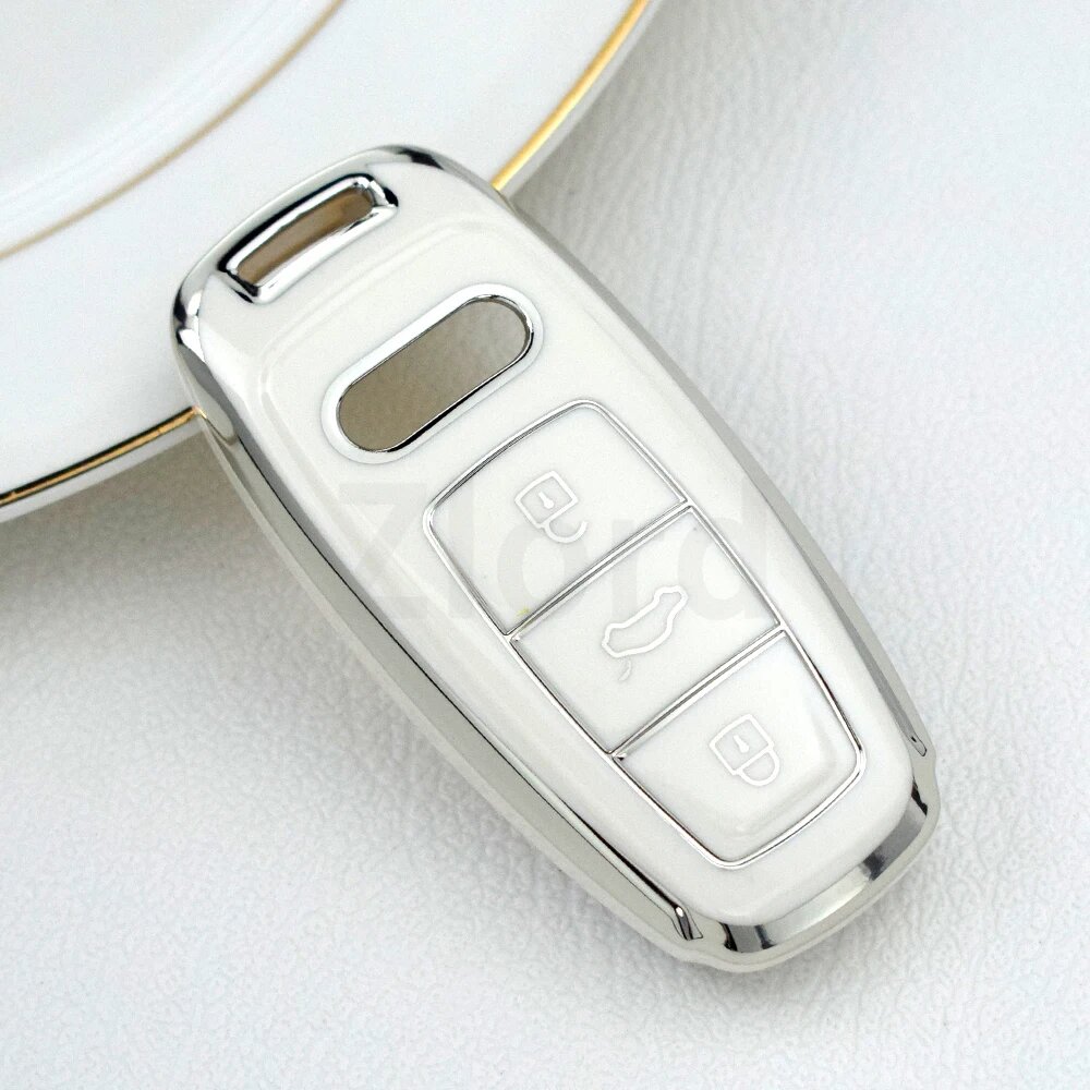 Чехол для ключа Audi Silver Line White 2018-2021