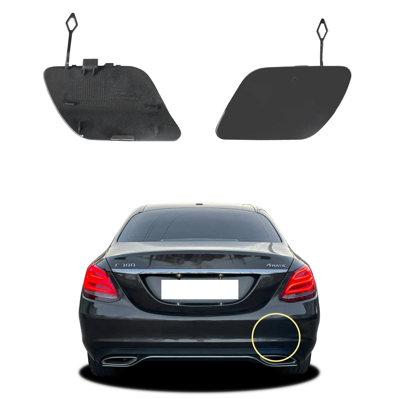 Крышка буксировочного крюка Mercedes W205 правая, Unpainted