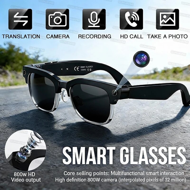 Умные очки с камерой, Black sunglasses