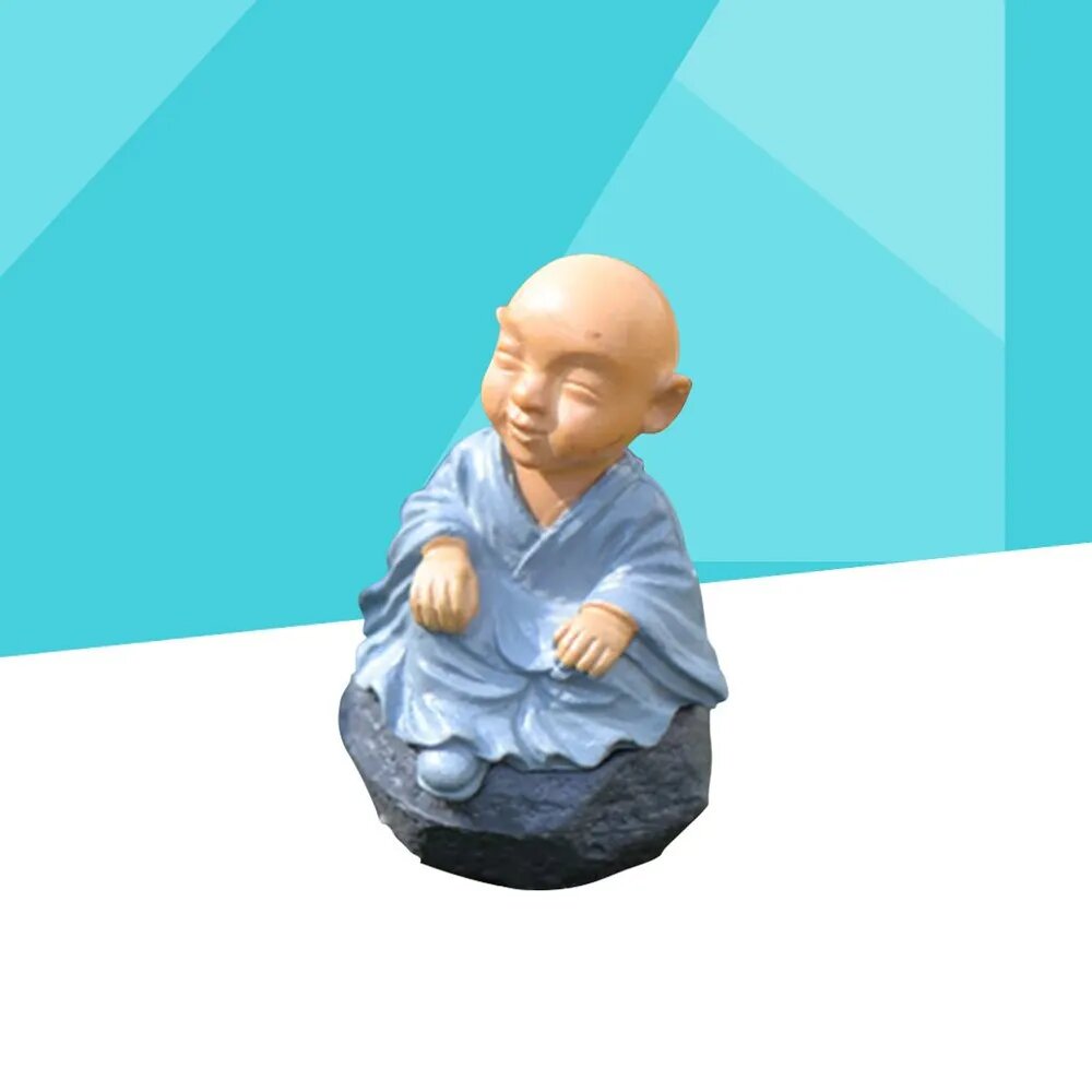 Фигурка маленького монаха из керамики синего цвета для украшения автомобиля и офиса