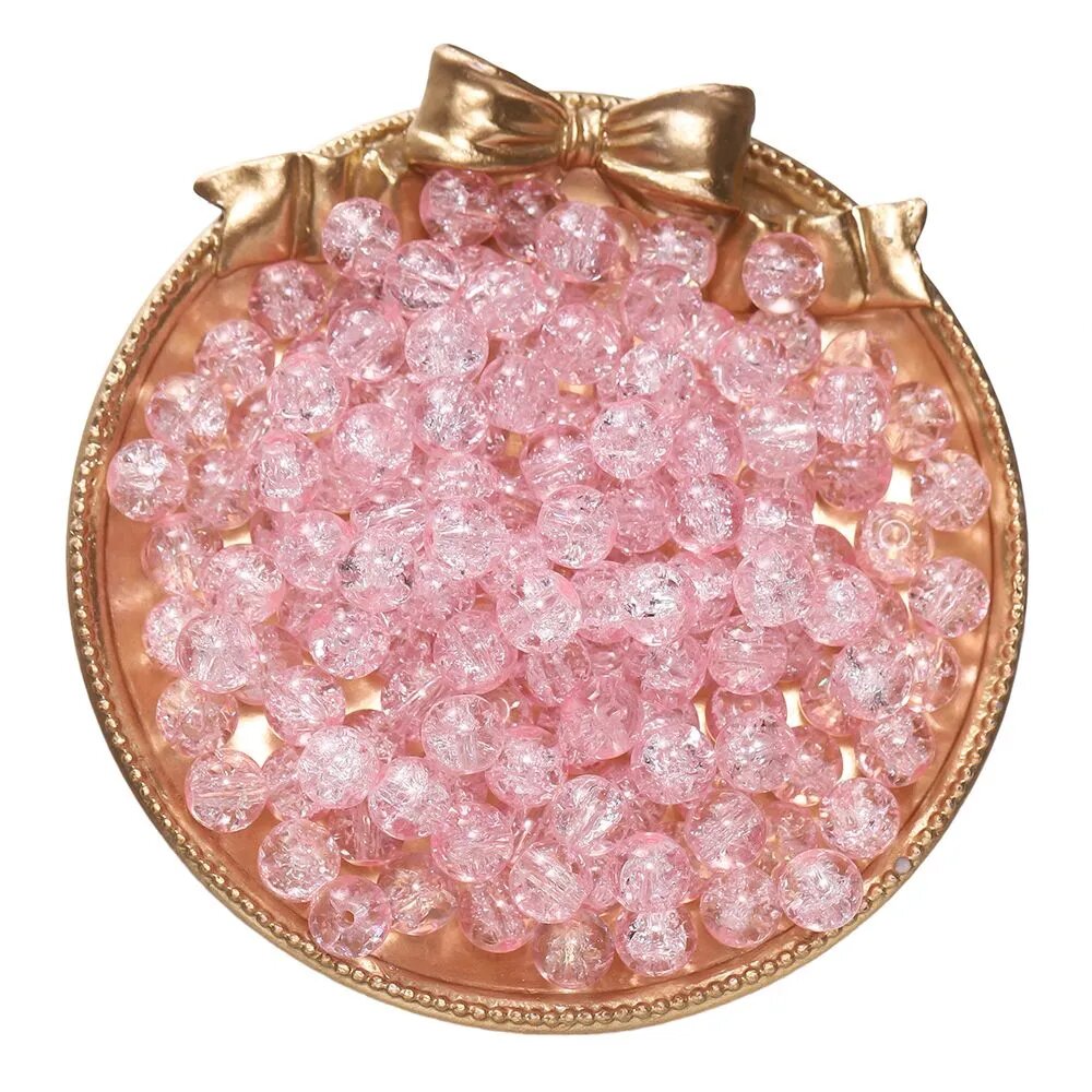 Бусины из битого стекла ассорти, 7*8 мм, 50 шт, цвет светло-розовый. Для рукоделия и создания украшений