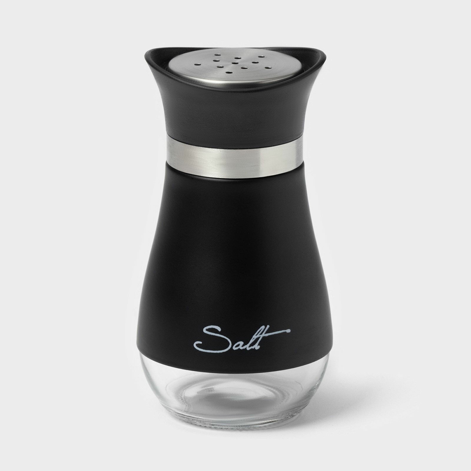 Солонка "Сияние", 5.5x5x11 см, стекло, чёрная, тематика: однотонная