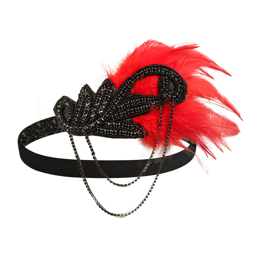 Женский головной убор для маскарада в стиле 1920-х годов, повязка на голову с перьями в стиле флаппер, аксессуар для вечеринки в стиле Гэтсби.