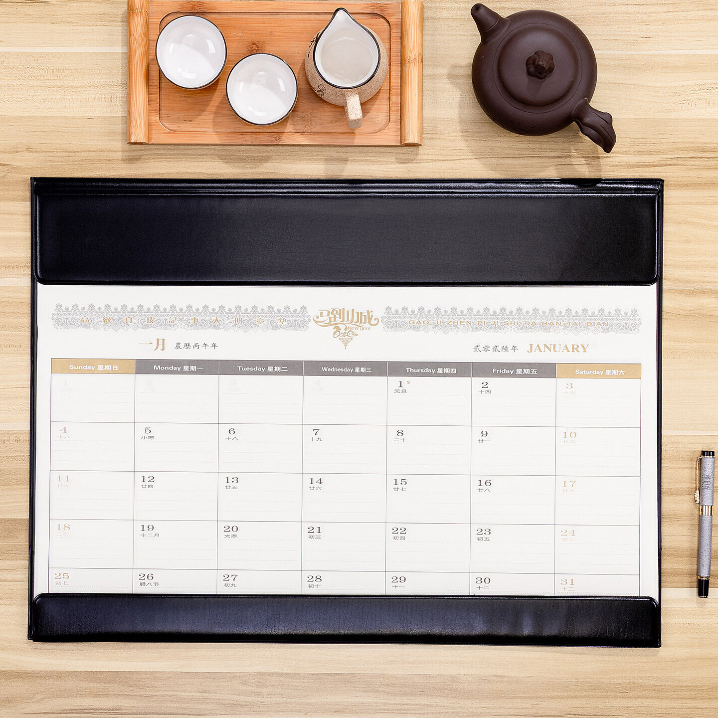 Календарь на 2026 год, большой настольный календарь-блокнот, кожаный календарь-планер, простой блокнот, большой планировщик с сеткой, ежемесячный календарь.