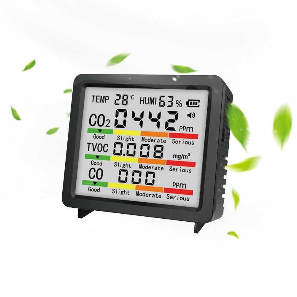 Многофункциональный монитор качества воздуха 5 в 1 измеряет CO, CO2, TVOC, температуру и влажность, для дома и офиса