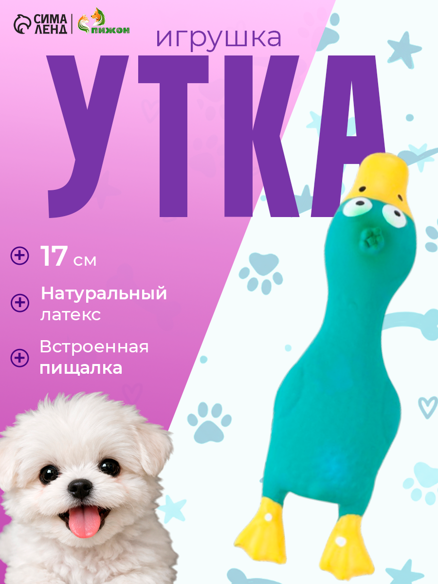 Игрушка для собак Пижон "Утка", латекс, для дрессировки, синяя