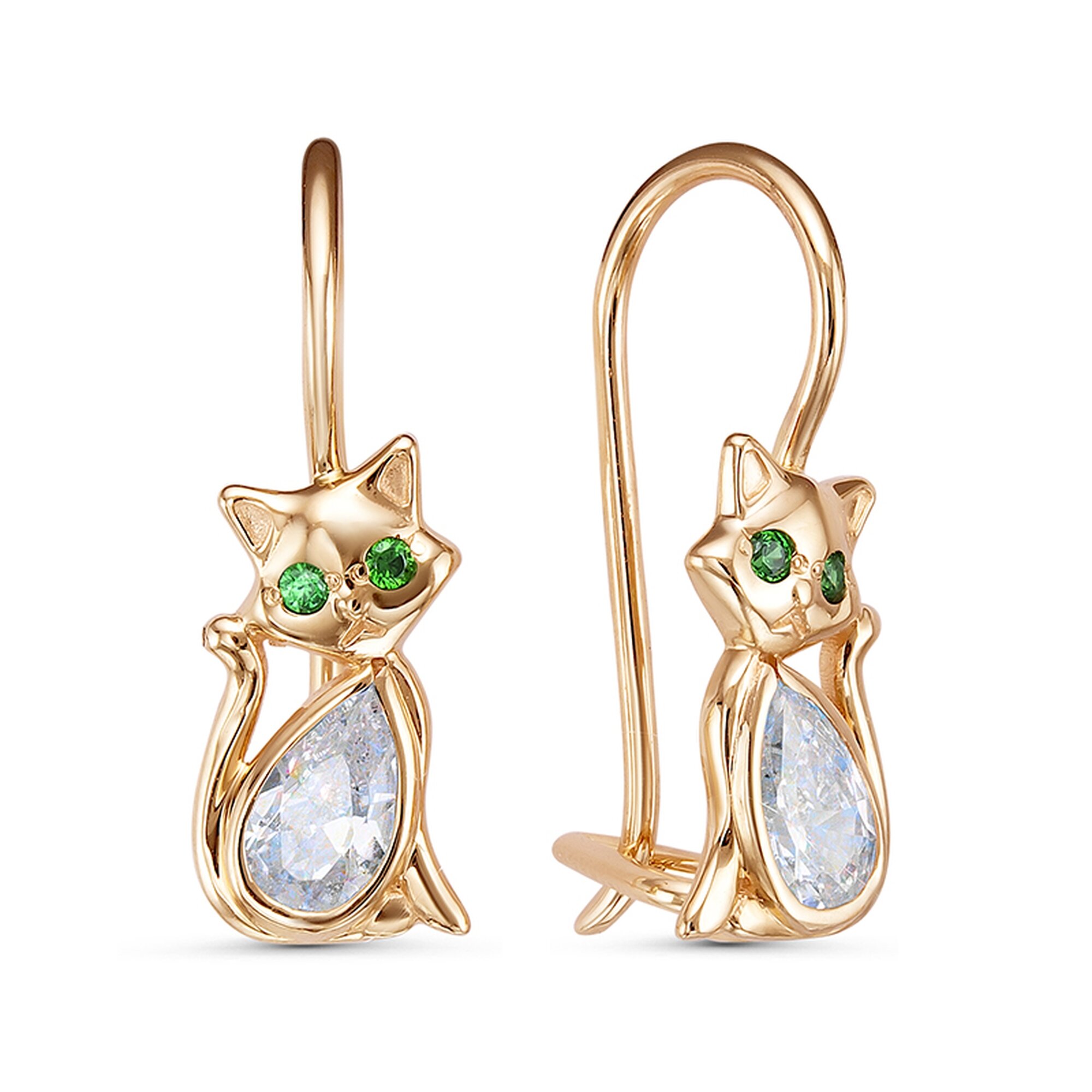 Серьги Diamant online, красное золото, 585 проба, фианит