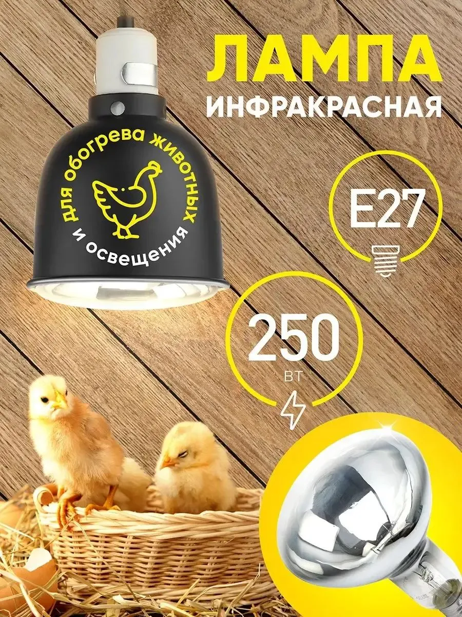 Инфракрасная лампа ЭРА ИКЗ 220-250 R127 Е27 для обогрева животных белый свет 2596К 250Вт