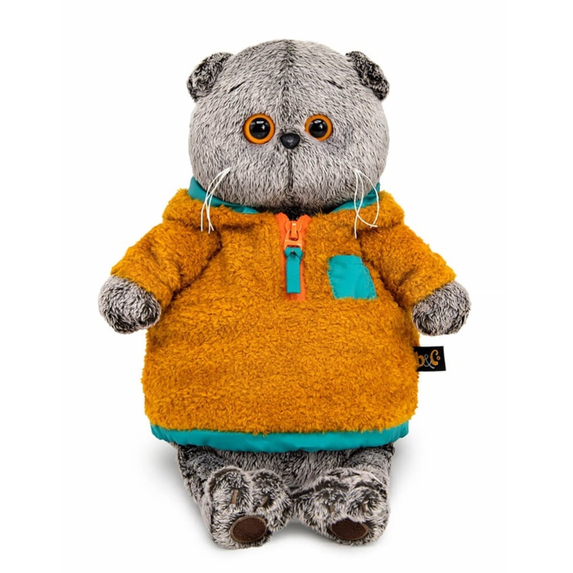 Мягкая игрушка Basik&Co «Кот Басик в анораке», искусственный мех, 22 см