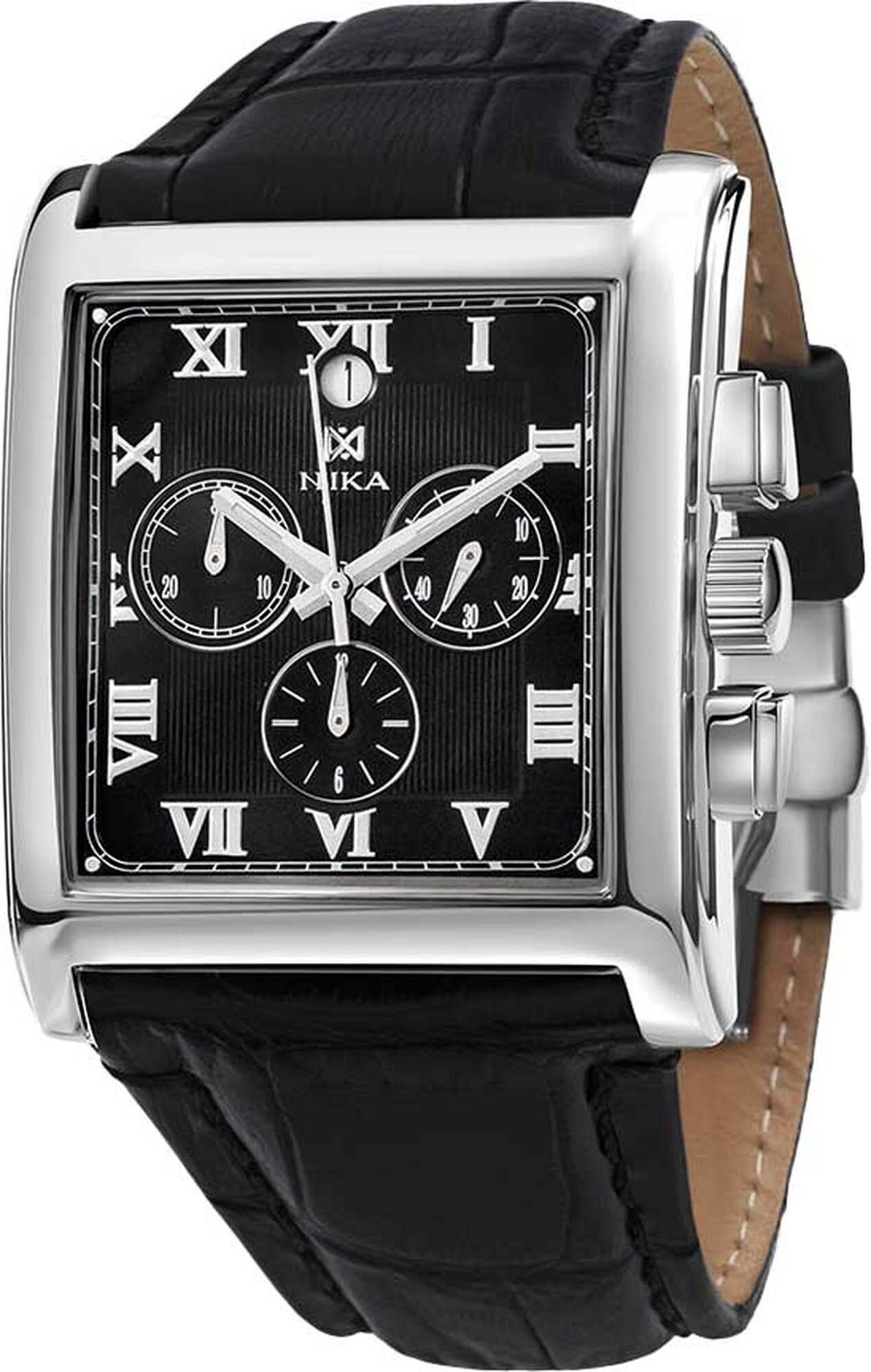 Наручные часы, серебро, кожа