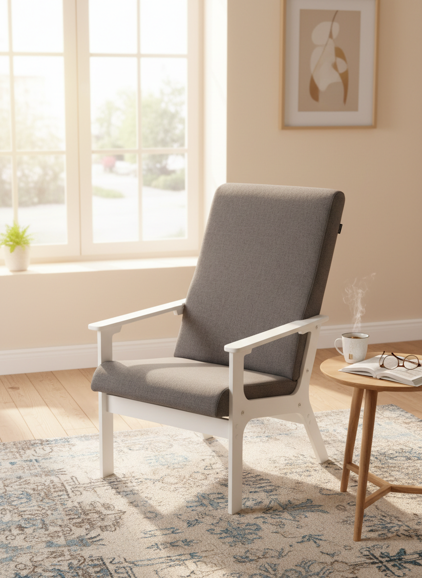 Кресло для отдыха "ретро" от "Мягкой посадки" обивка серая рогожка, 62х80х104 см