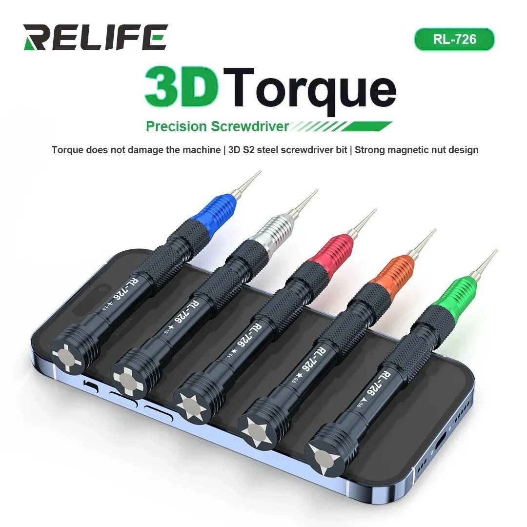 Набор отверток 3D Relife RL-726A (0.8*, +1.5, Y0.6, 4IP, +2.5 со штырьком)