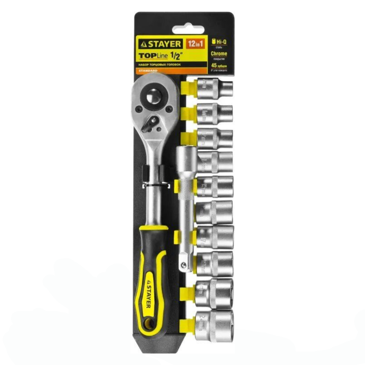 Набор инструментов Stayer 27750-H12, торцевые головки 1/2", 12 предметов