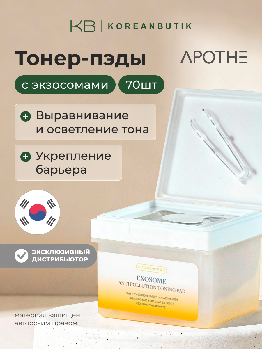 Пэды с экзосомами | Apothe Exosome Anti-Pollution Toning Pad 170ml