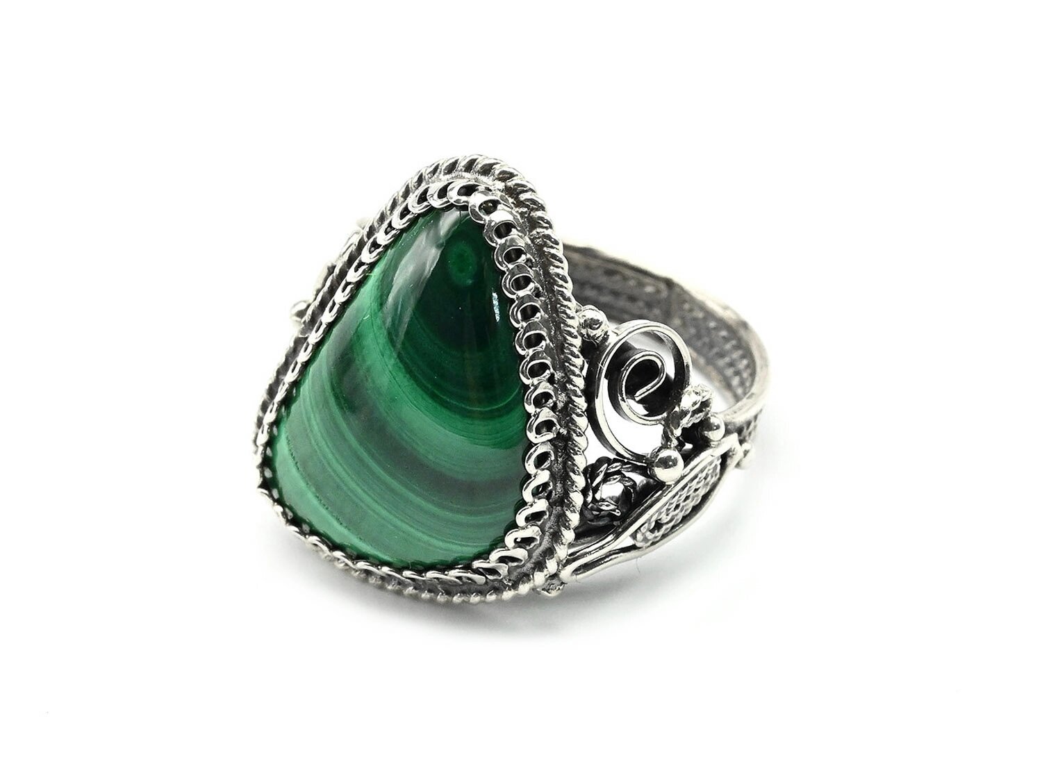 Кольцо, малахит