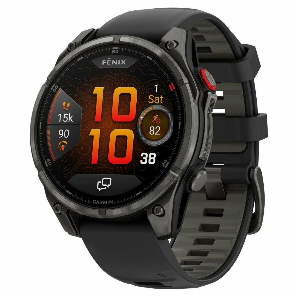 Смарт-часы Garmin Fenix 8 PRO 47мм AMOLED SAPPHIRE DLC Titanium Carbon Gray with Black/Pebble Gray Silicone Band