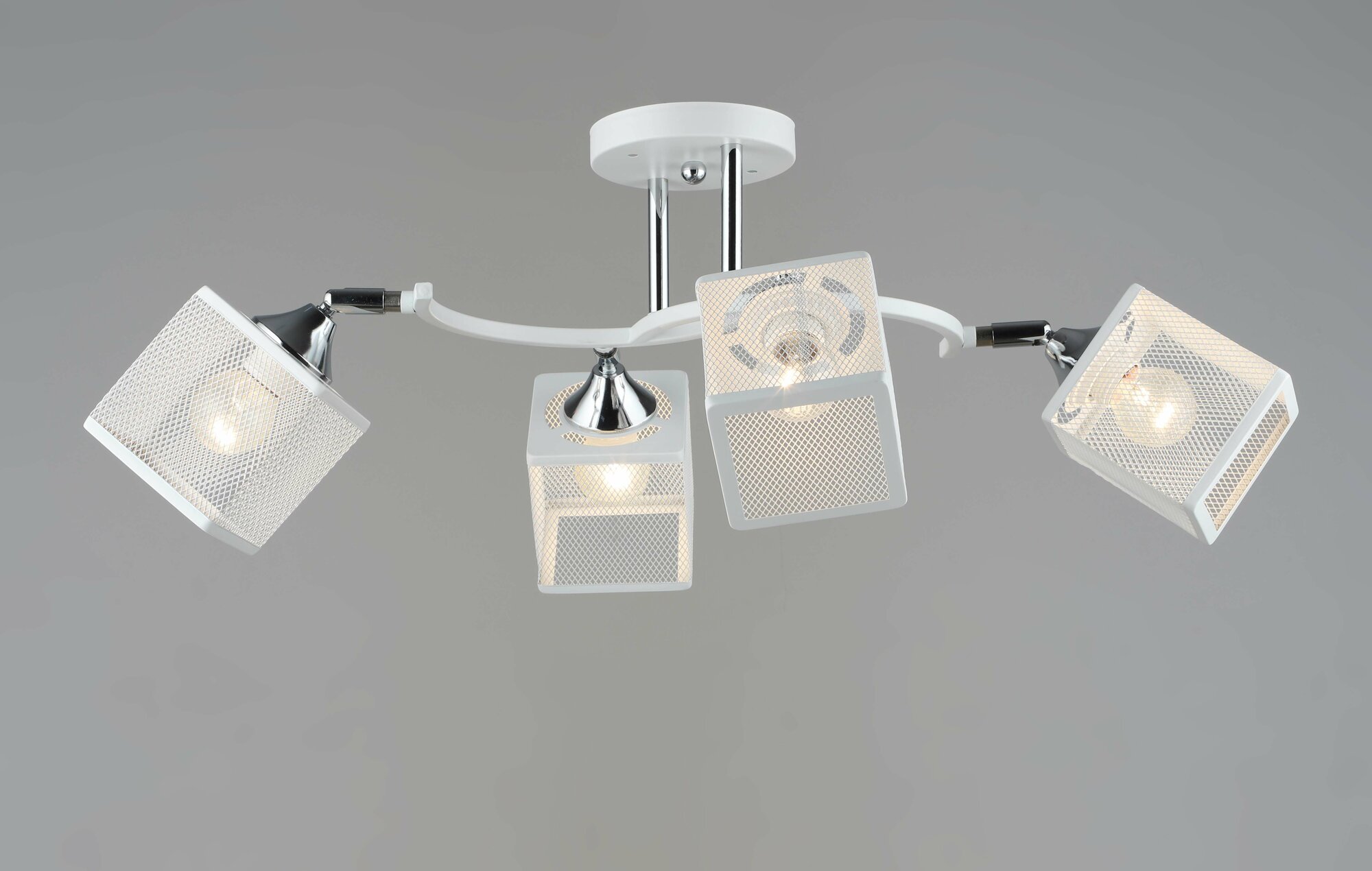 Люстра Престиж белая/хром потолочная с плафонами металлическая сетка на 4 лампы E27