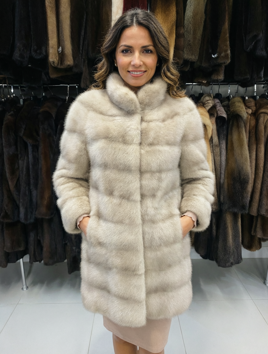 Шуба. Норка. Поперечная. Светлая 40-42 р.